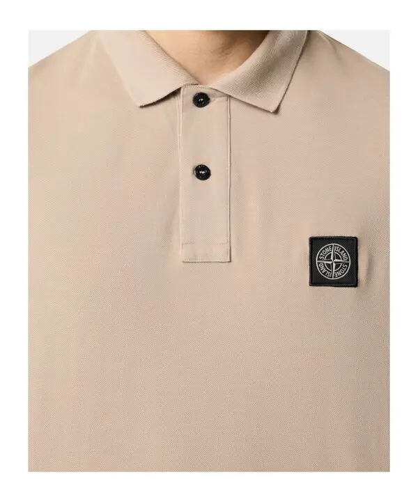 Stone Island Logo Patch Short-sleeved Polo Shirt - Desert
