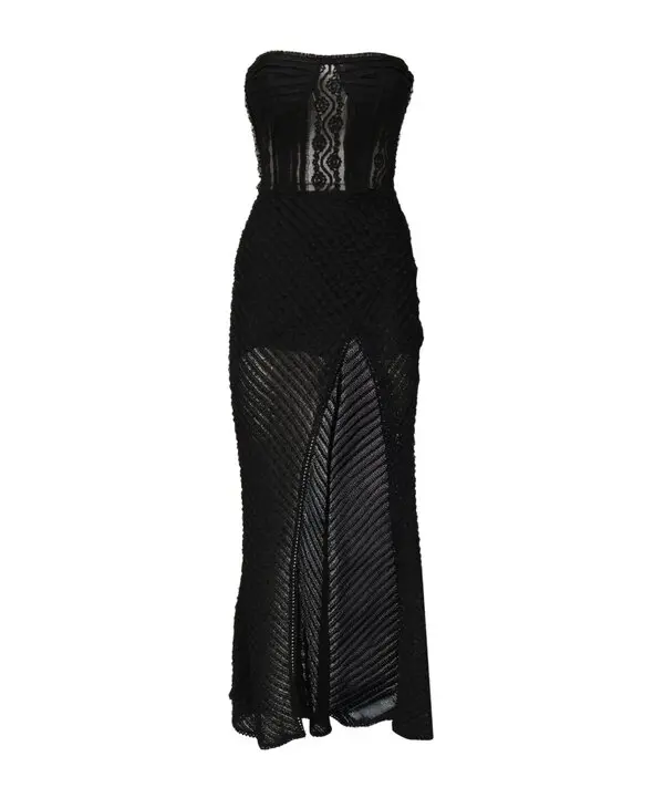 Charo Ruiz Ibiza Strapless Mesh Maxi Dress - Black