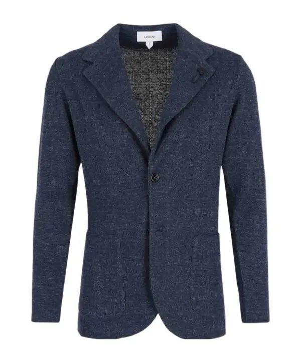 LARDINI Single Breasted Knit Jacket - Black