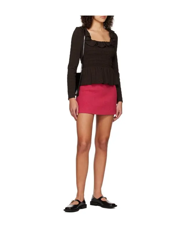 GANNI Plaid Square Neck Blouse