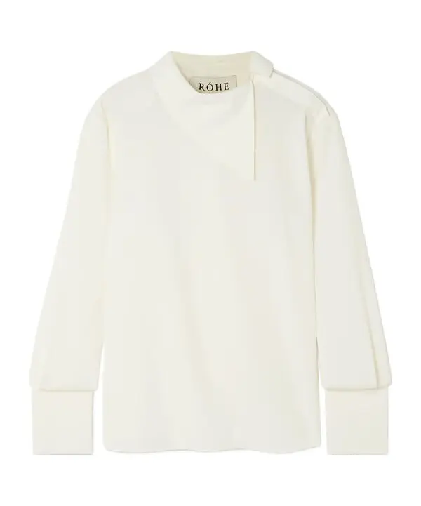 RÓHE Long Sleeve Asymmetrical Neck Shirt - Cream