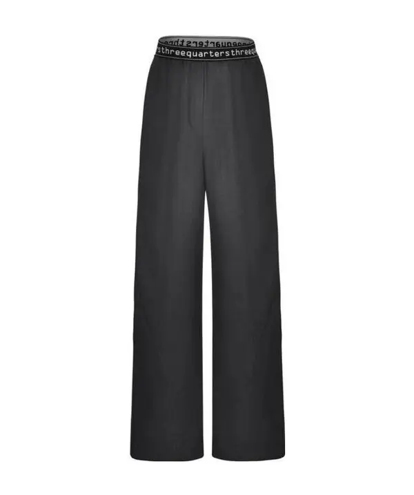 THREE QUARTERS Logo Wide-legged Casual Pants