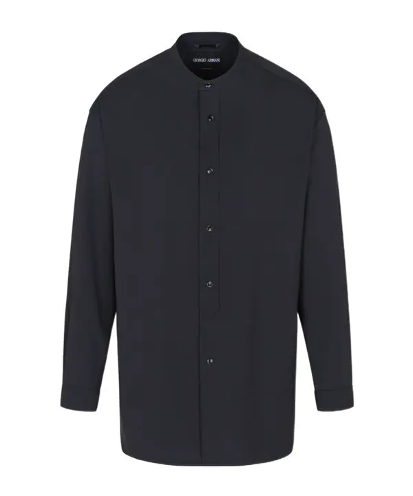 Giorgio Armani Button-up Long-sleeved Shirt - Navy Blue