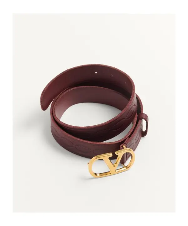 Valentino Garavani Logo Buckle Leather Belt - Red