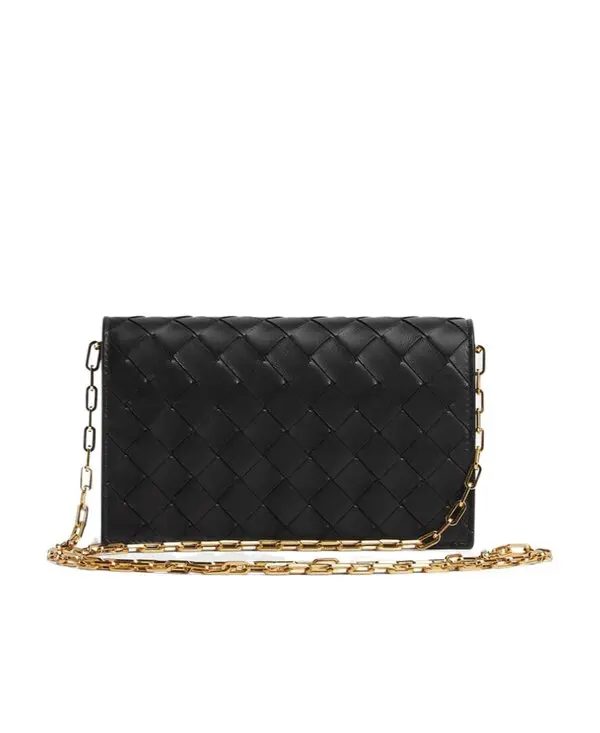 Bottega Veneta Mini Intrecciato Leather Bag - Black