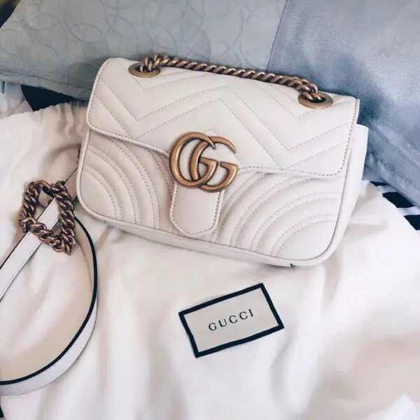 Gucci Gg Marmont Matelassé Mini Shoulder Bag - White