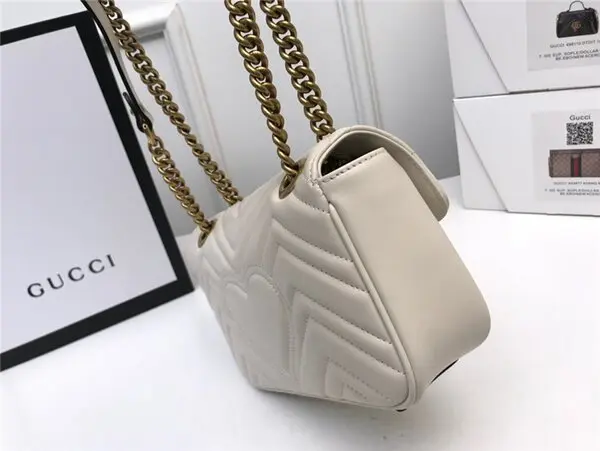 Gucci Gg Marmont Matelassé Mini Shoulder Bag - White