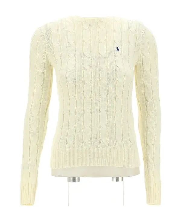 Polo Ralph Lauren Embroidered Pony Cable Knit Jumper - White