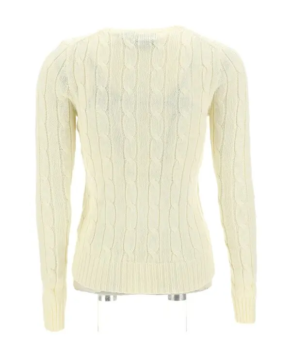 Polo Ralph Lauren Embroidered Pony Cable Knit Jumper - White