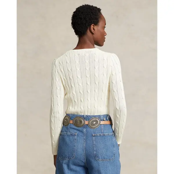 Polo Ralph Lauren Embroidered Pony Cable Knit Jumper - White