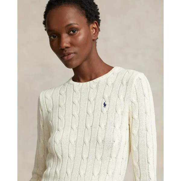 Polo Ralph Lauren Embroidered Pony Cable Knit Jumper - White