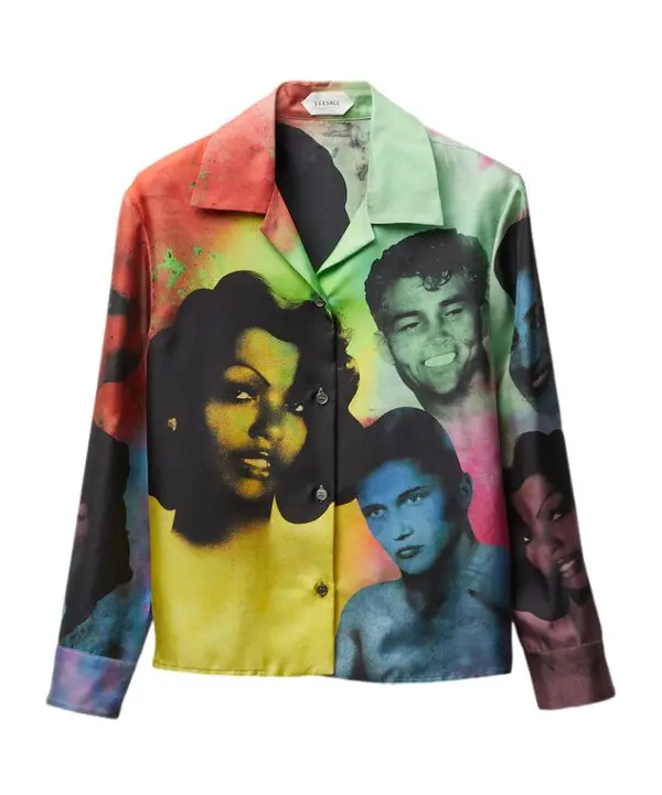 Versace Portrait Print Cropped Shirt