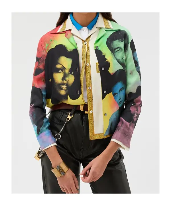 Versace Portrait Print Cropped Shirt