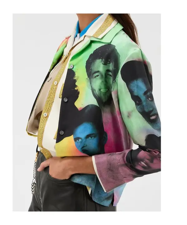 Versace Portrait Print Cropped Shirt