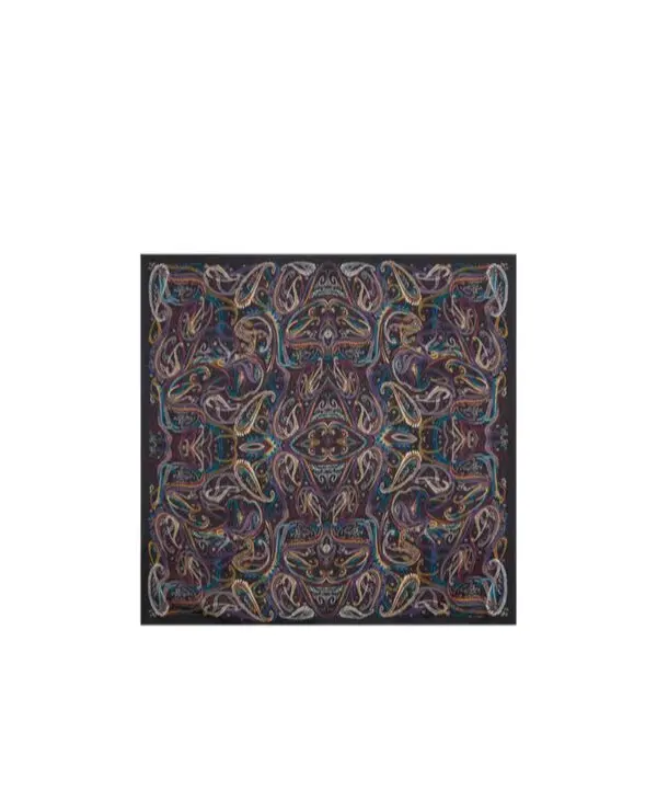 Etro Paisley Foliage Motif Satin Scarf