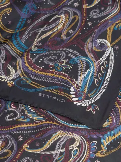 Etro Paisley Foliage Motif Satin Scarf