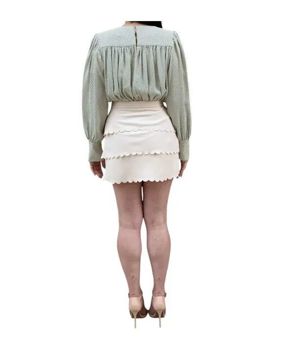 Elisabetta Franchi Polka Dot Embroidered Scallop Dress