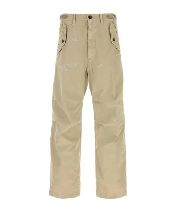 Dsquared2 Garment-dyed Utility Wide-leg Pants - Nude