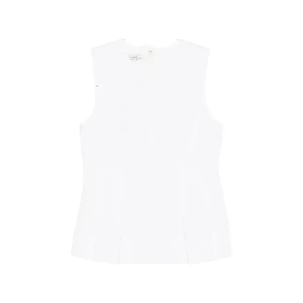 Vince Sleeveless Pleated Hem Top - White
