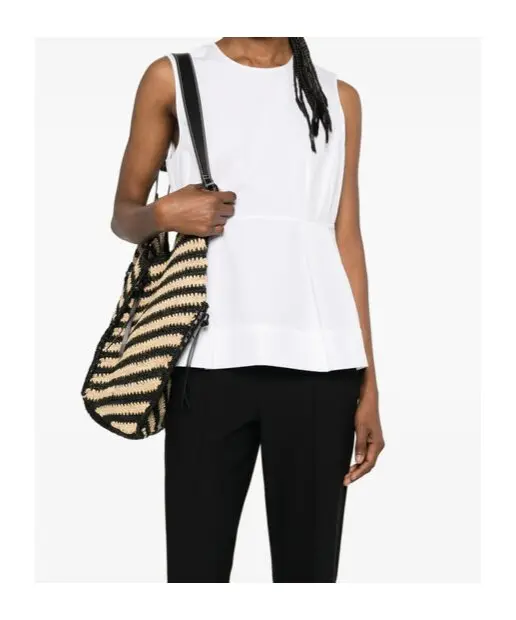 Vince Sleeveless Pleated Hem Top - White