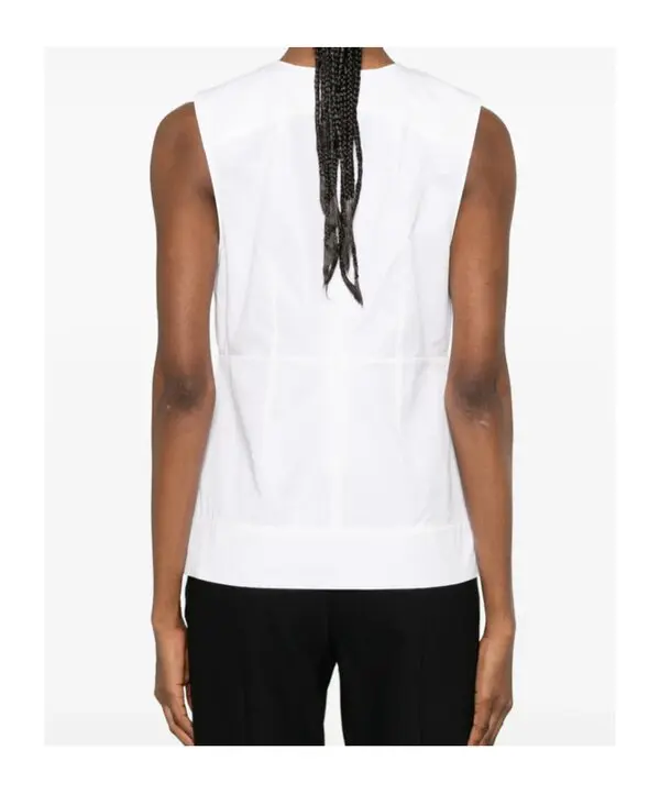 Vince Sleeveless Pleated Hem Top - White