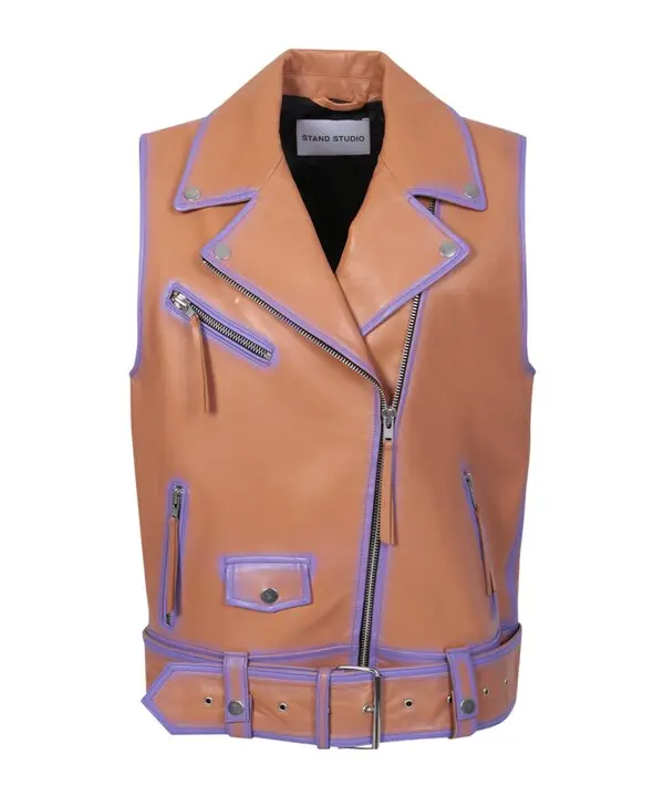 STAND STUDIO Leather Zipper Vest