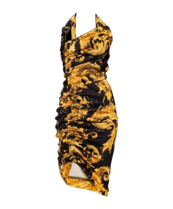Versace Baroque One-shoulder Ruched Dress