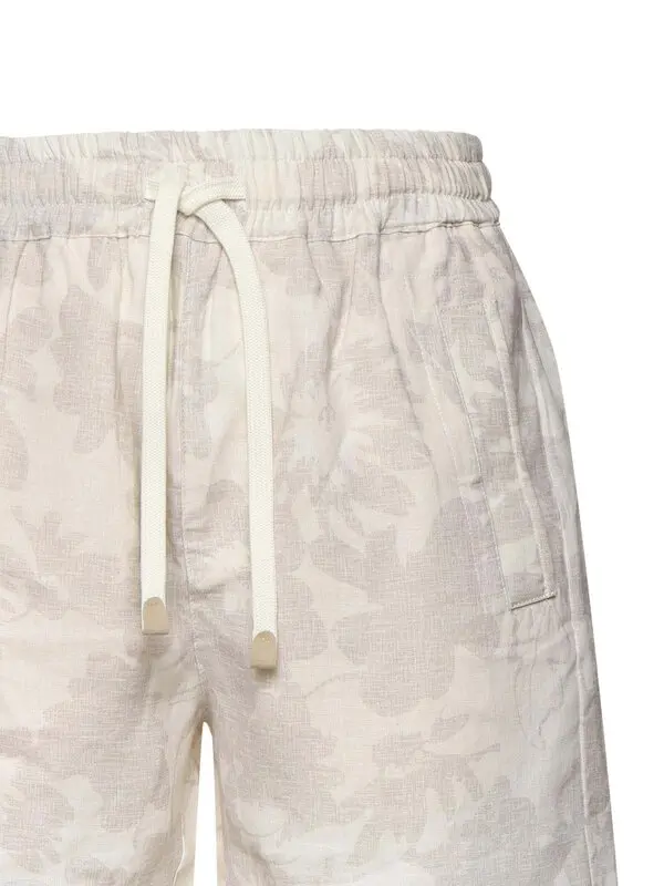 Eleventy Floral Print Drawstring Shorts - White