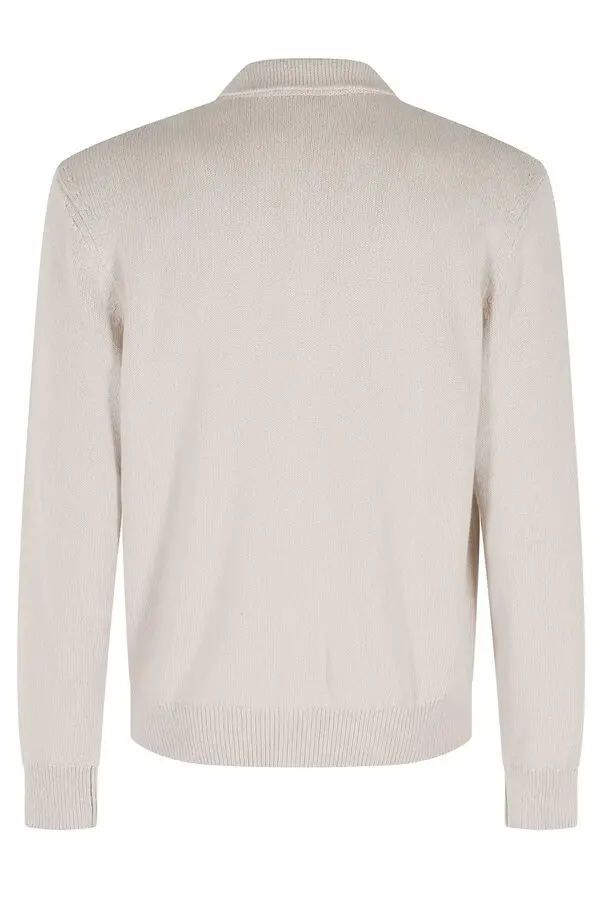 Eleventy Long-sleeved Collared Buttoned Cardigan - White