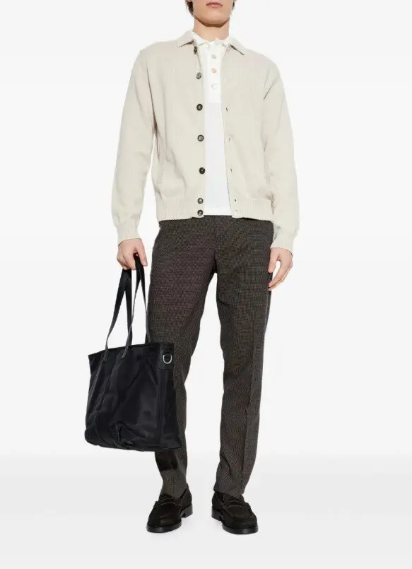 Eleventy Long-sleeved Collared Buttoned Cardigan - White