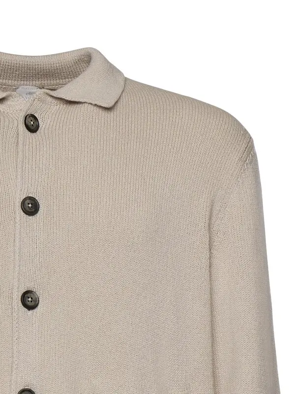 Eleventy Long-sleeved Collared Buttoned Cardigan - White
