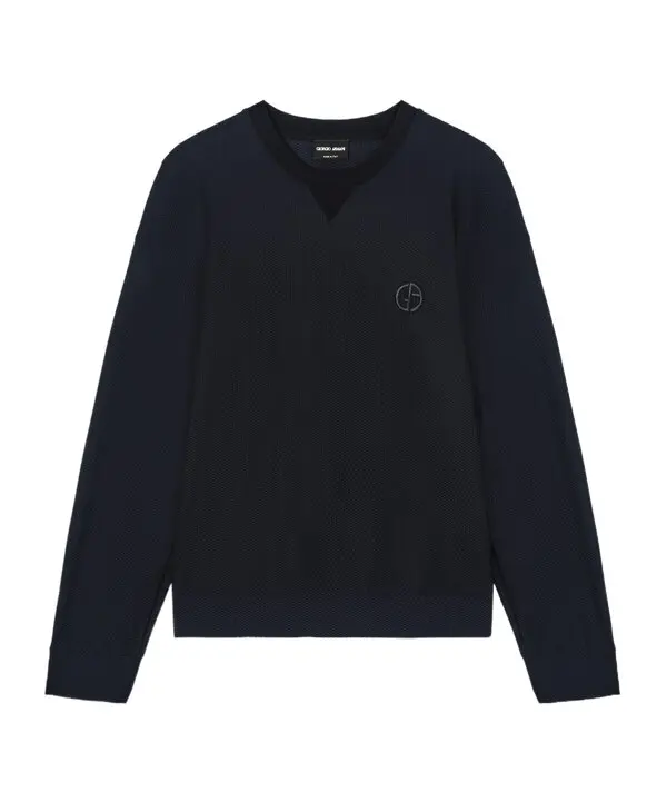 Giorgio Armani Textured Logo Sweater - Black