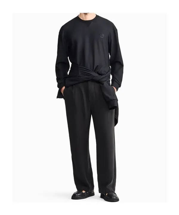Giorgio Armani Textured Logo Crew Neck Sweater