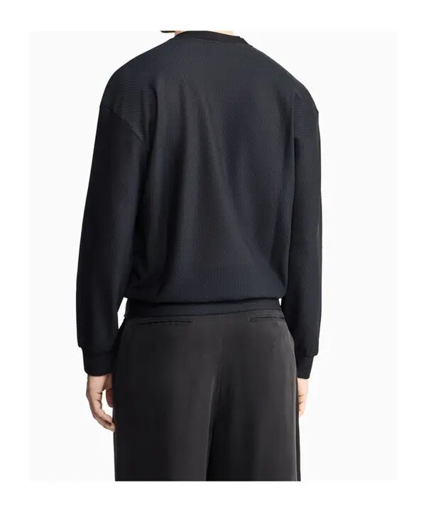 Giorgio Armani Textured Logo Crew Neck Sweater