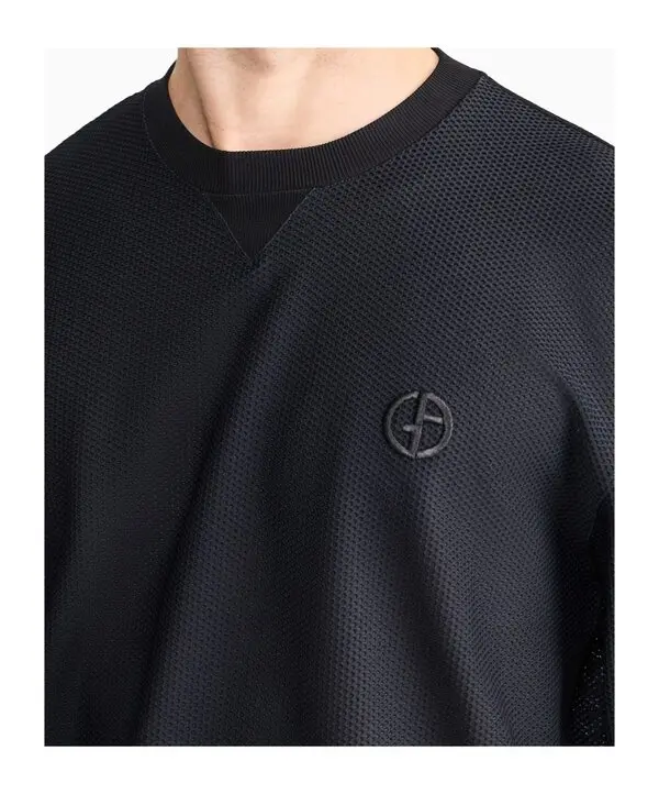 Giorgio Armani Textured Logo Crew Neck Sweater
