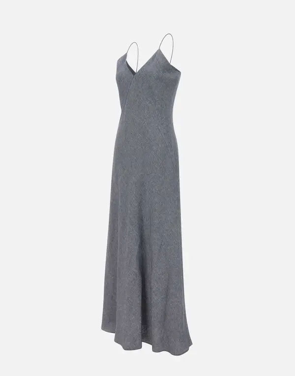 Eleventy V-neck Spaghetti Strap A-line Maxi Dress - Grey