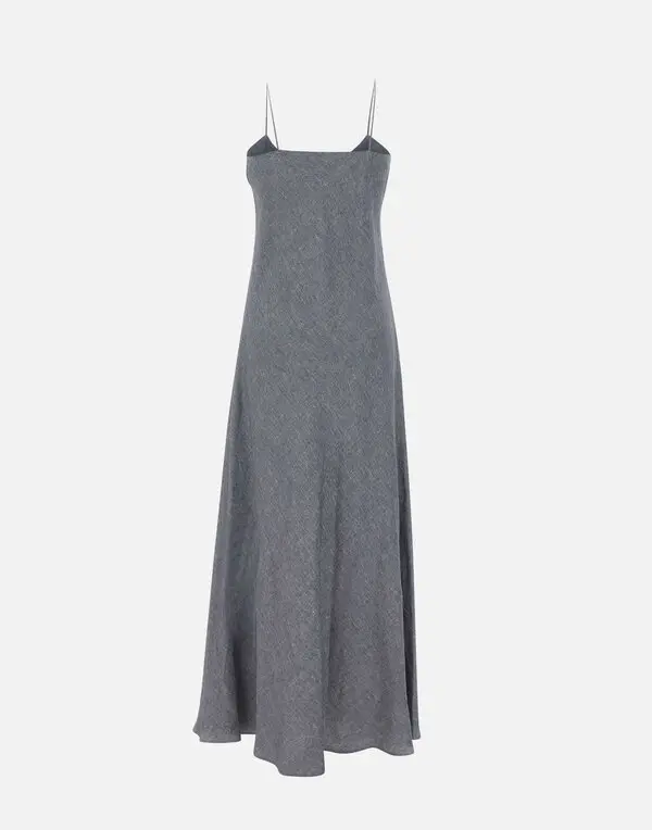 Eleventy V-neck Spaghetti Strap A-line Maxi Dress - Grey