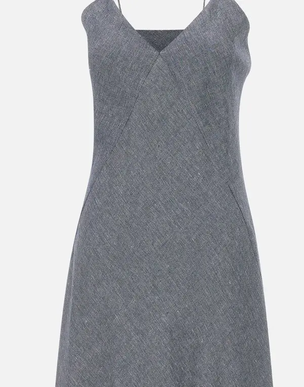 Eleventy V-neck Spaghetti Strap A-line Maxi Dress - Grey