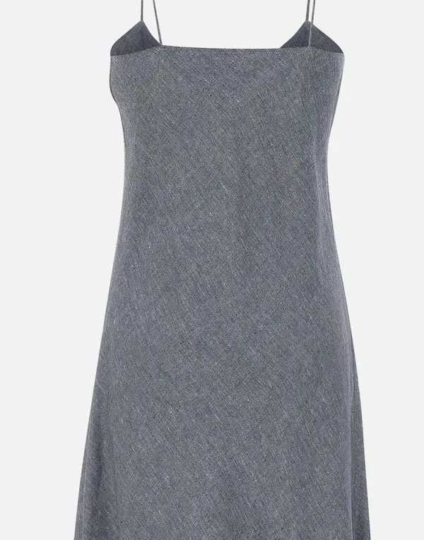 Eleventy V-neck Spaghetti Strap A-line Maxi Dress - Grey