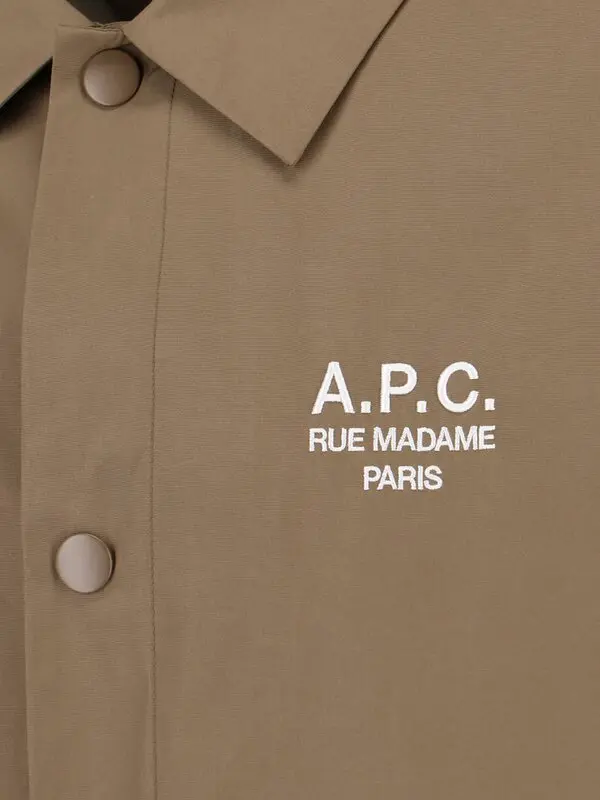 A.p.c. Logo Printed Collared Jacket - Brown