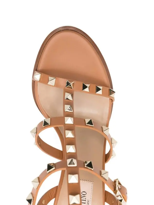Valentino Garavani Rockstud Buckled Heeled Sandals - Brown