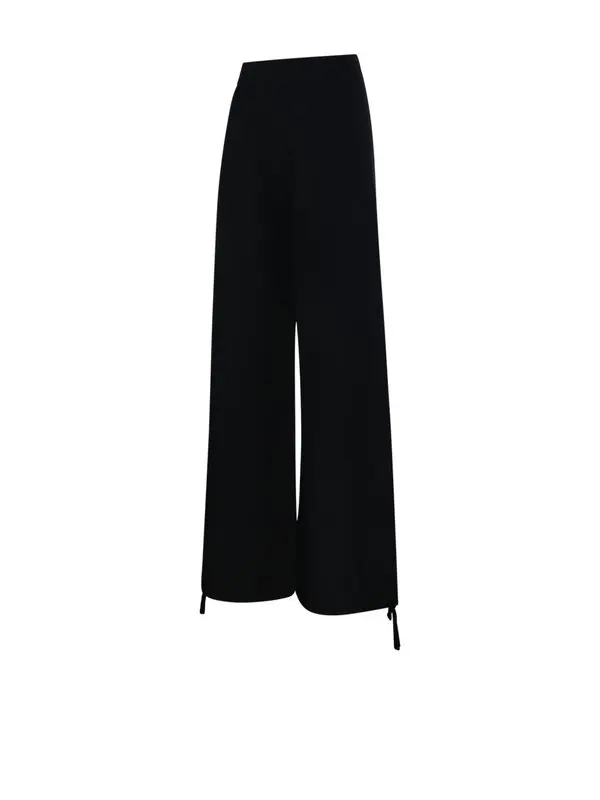 Max Mara Wide-leg Knit Pants With Drawstring Hem