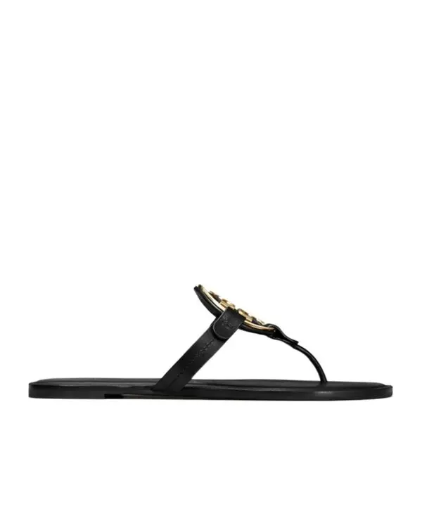 Tory Burch Miller Logo Plaque Thong Sandals - Black