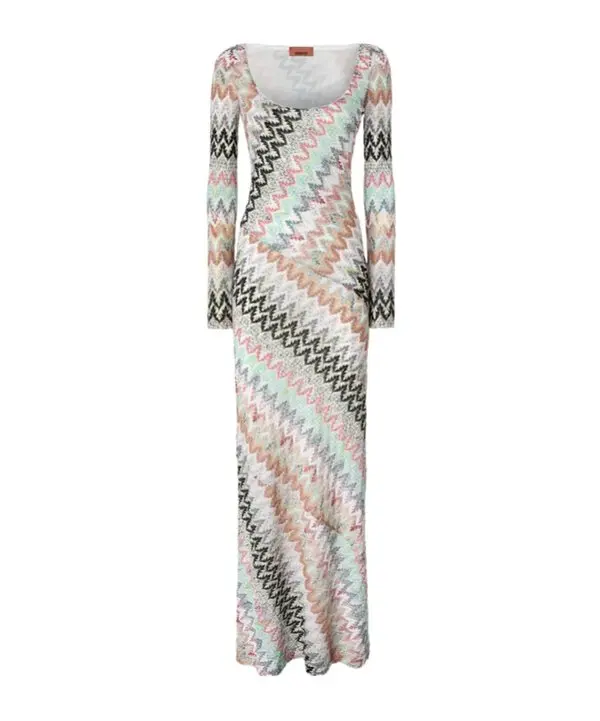 Missoni Long Zigzag Knitted Dress - Gray