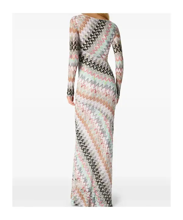 Missoni Long Zigzag Knitted Dress - Gray