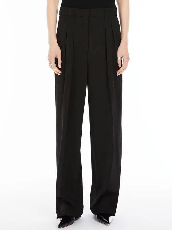 Sportmax Low-rise Pleated Front Straight Leg Trousers - Black