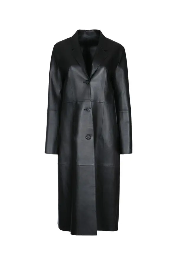 TOTEME Single-breasted Leather Coat - Black