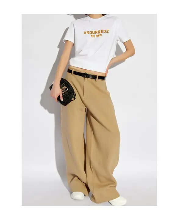 Dsquared2 Icon Logo Wide Leg Trousers - Beige