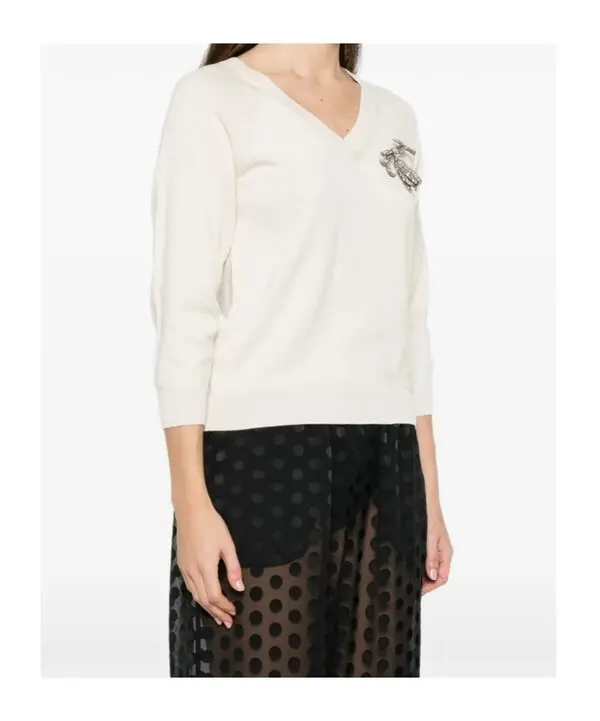 N.21 V-neck Knitted Top With Ribbed Cuffs And Hem