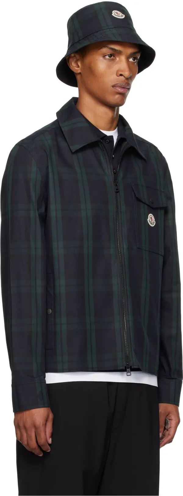 Moncler Checked Collared Zip-up Jacket